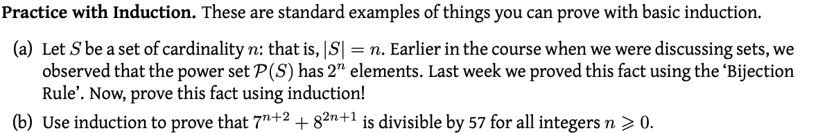 Solved Practice with Induction. These are standard examples | Chegg.com