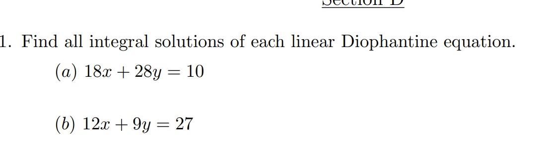Solved Find all integral solutions of each linear | Chegg.com