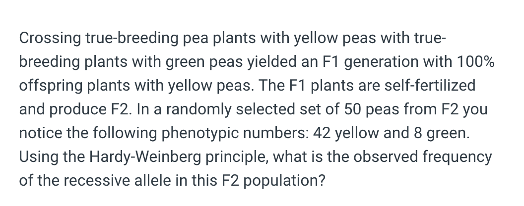 Solved Crossing true-breeding pea plants with yellow peas | Chegg.com