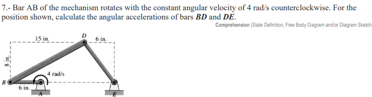 Solved 7.- Bar AB of the mechanism rotates with the constant | Chegg.com