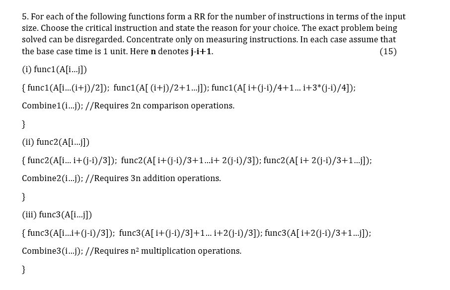 Solved 5. For each of the following functions form a RR for | Chegg.com