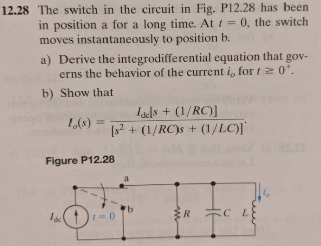 Solved 12.28 The switch in the circuit in Fig. P12.28 has | Chegg.com