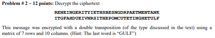 Solved Problem #2 - 12 points: Decrypt the ciphertext | Chegg.com