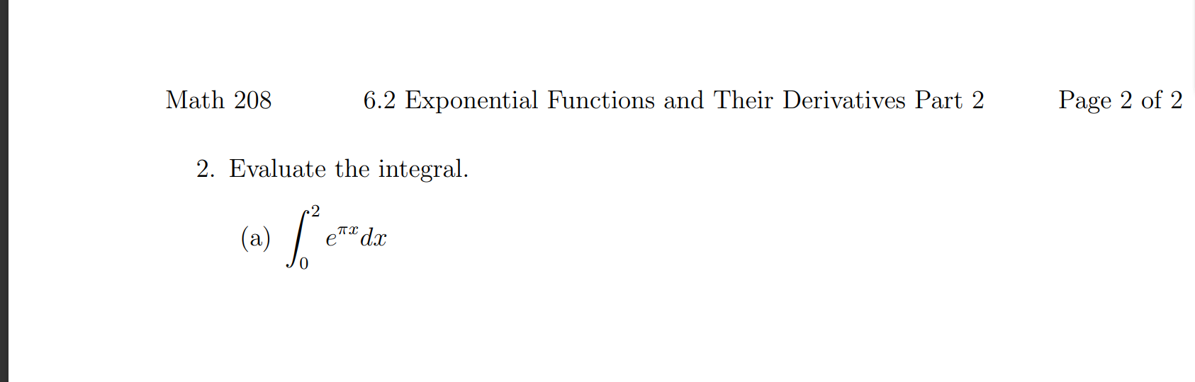Solved Math 208 6.2 Exponential Functions and Their | Chegg.com