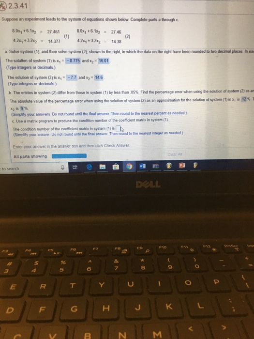 Solved 2.3.41 Suppose an experiment leads to the system of | Chegg.com