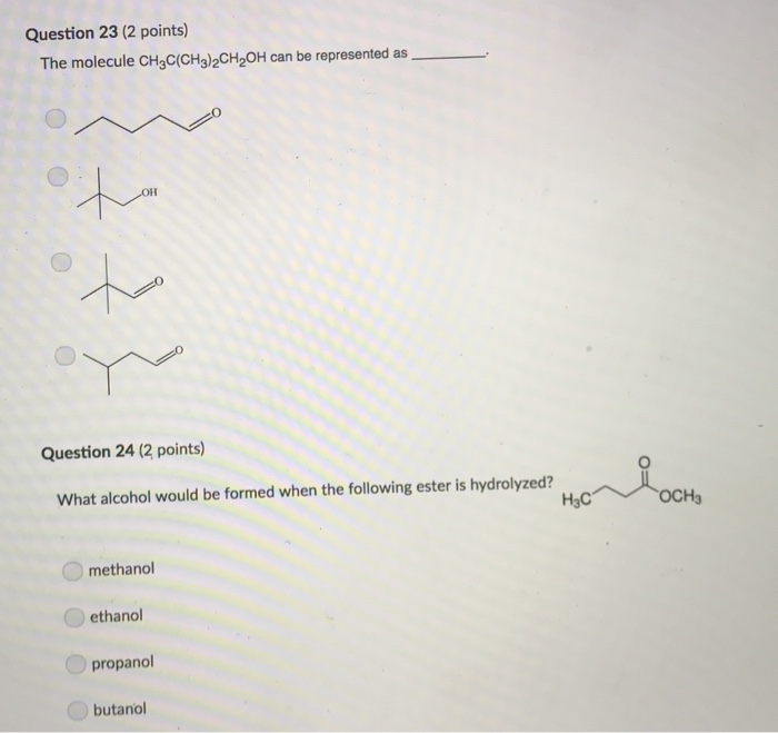 Solved Question 23 (2 points) The molecule CH3C(CH3)2CH2OH | Chegg.com