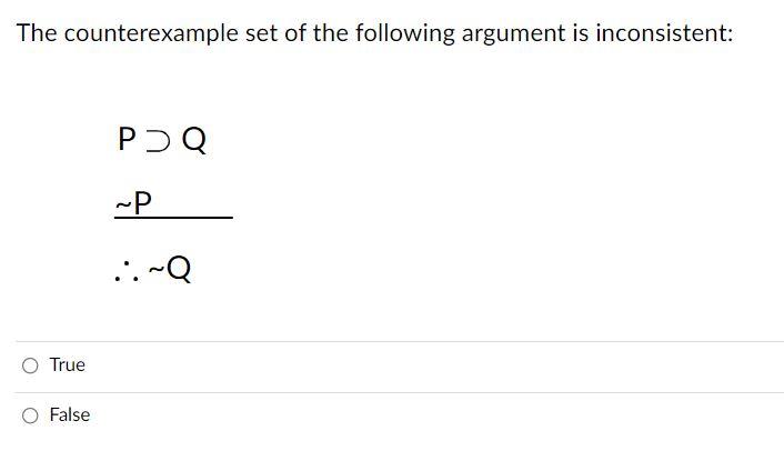 Solved The counterexample set of the following argument is | Chegg.com