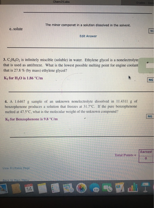 Solved Chem21Labs The minor componet in a solution dissolved | Chegg.com