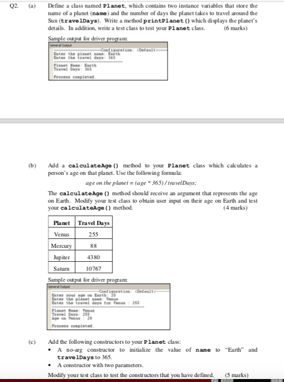 Solved 02. (a) Define a class named Planet, which contains | Chegg.com