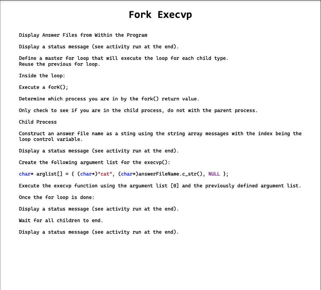 Solved This assignment requires designing forks to create | Chegg.com