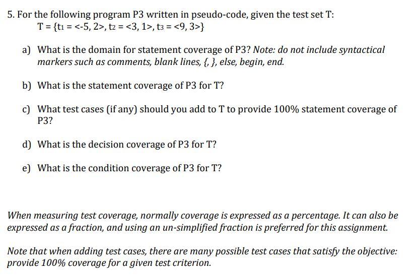 Solved 5. For the following program P3 written in | Chegg.com