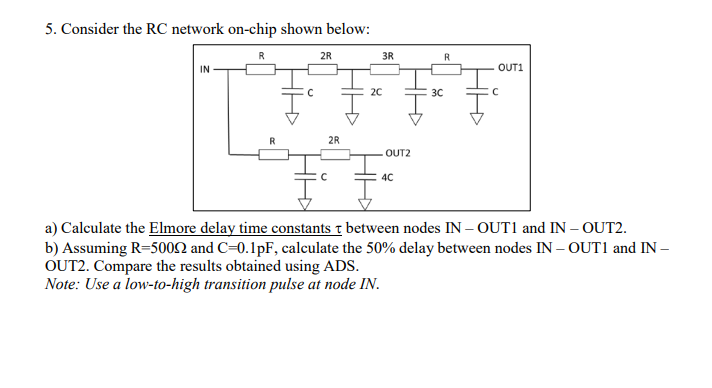 Solved 5. Consider the RC network on-chip shown below: R 2R | Chegg.com