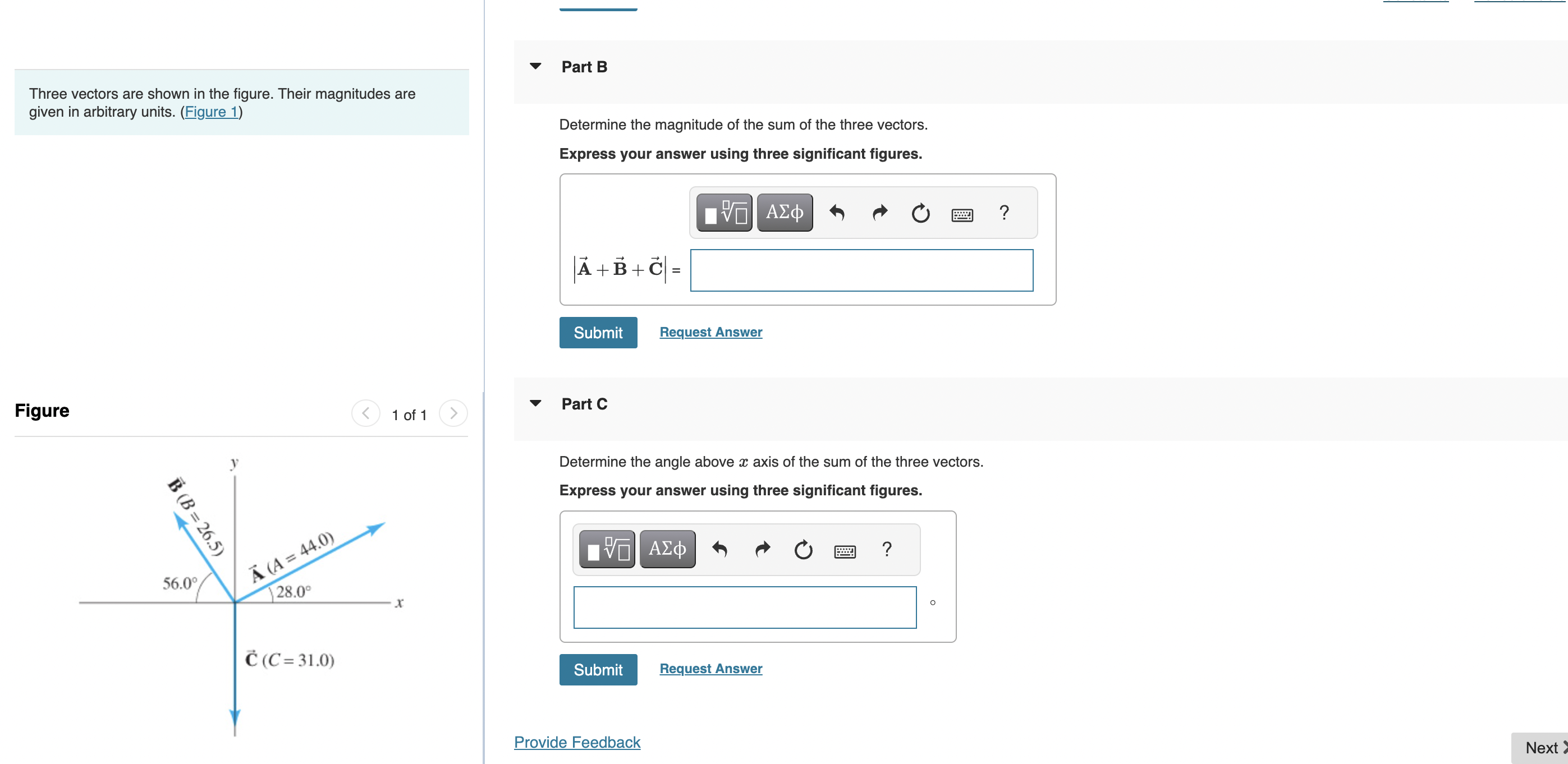 Solved Three vectors are shown in the figure. Their | Chegg.com