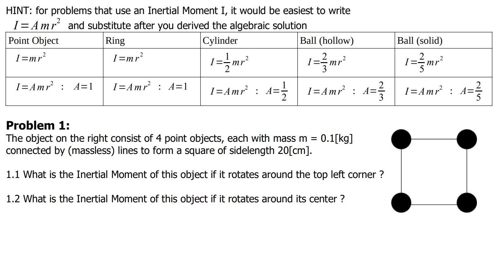 Solved Problem 1: The object on the right consist of 4 point | Chegg.com