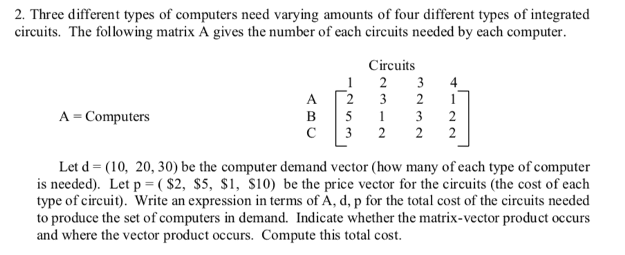Solved 2. Three different types of computers need varying | Chegg.com