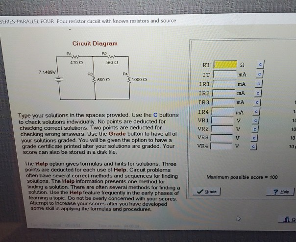 Solved SERIES-PARALLEL FOUR Four resistor circuit with known | Chegg.com