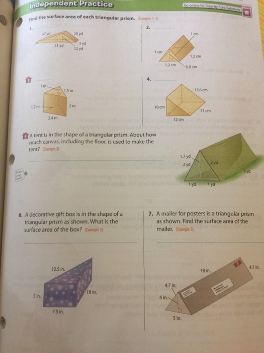 Solved Find surface area of each triangular prism. A tent | Chegg.com