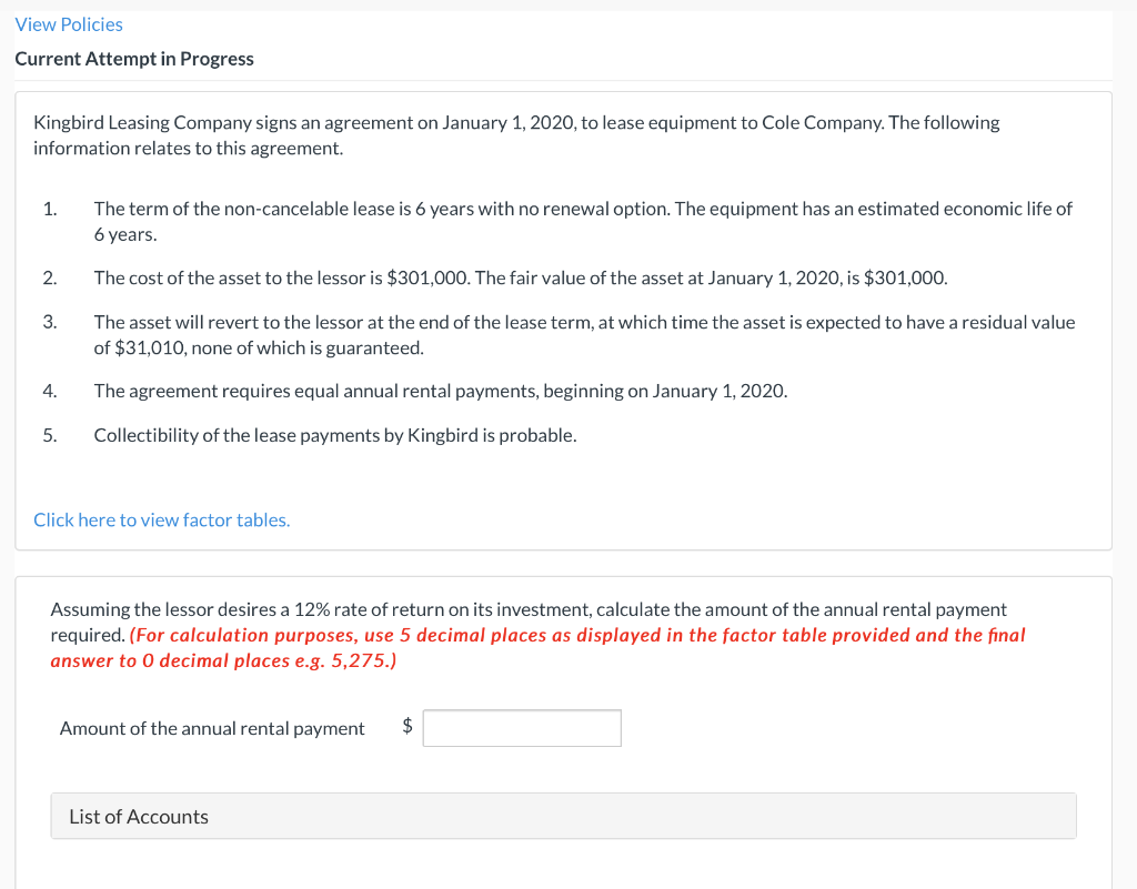 Solved View Policies Current Attempt in Progress Kingbird | Chegg.com