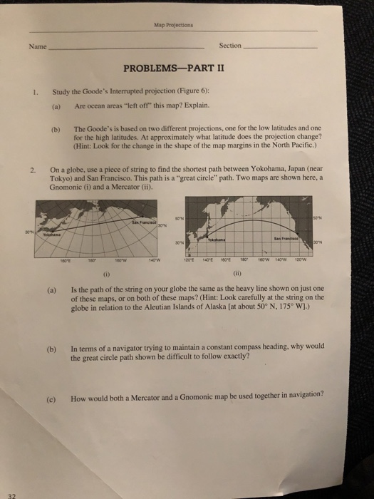Solved Name Section PROBLEMS-PARTI 1. Compare the Mercator | Chegg.com