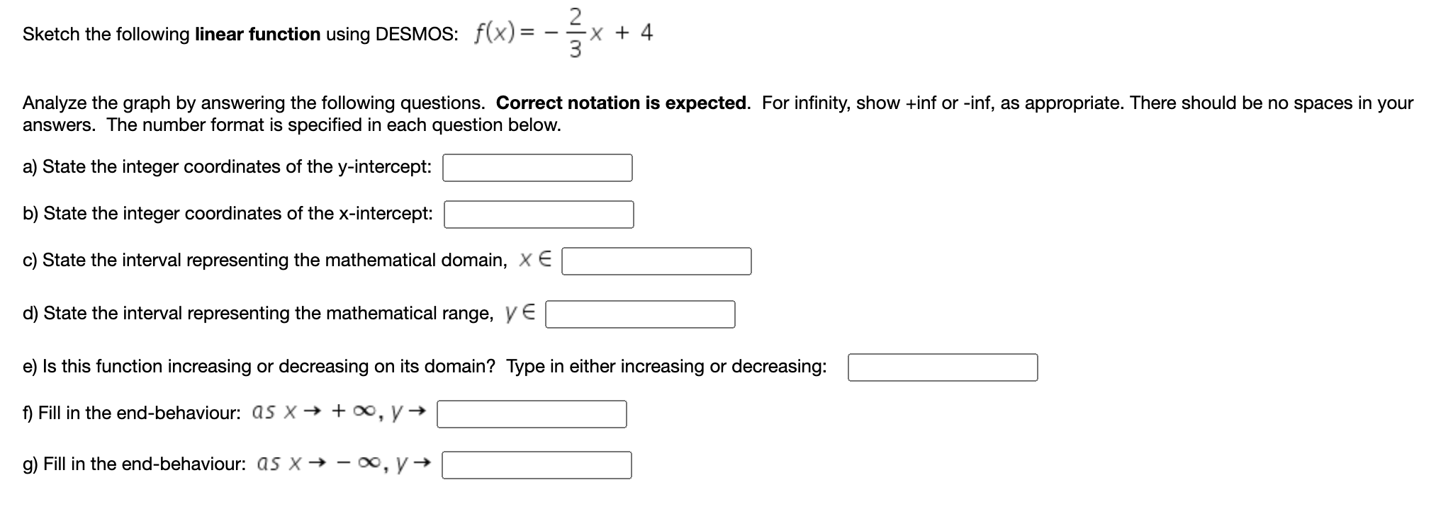 Solved Sketch the following linear function using DESMOS: | Chegg.com