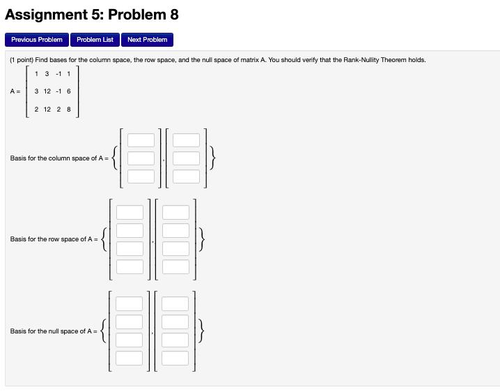 Solved Assignment 5 Problem 8 Previous Problem Problem List