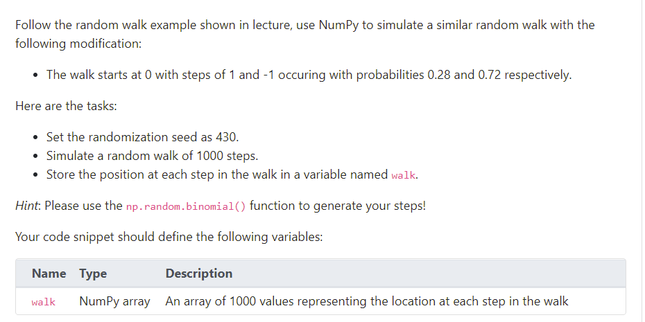 Solved Follow the random walk example shown in lecture, use | Chegg.com