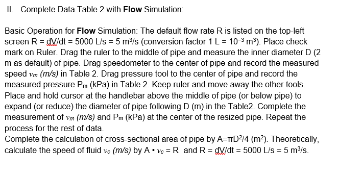 Solved II. Complete Data Table 2 with Flow Simulation: Basic | Chegg.com