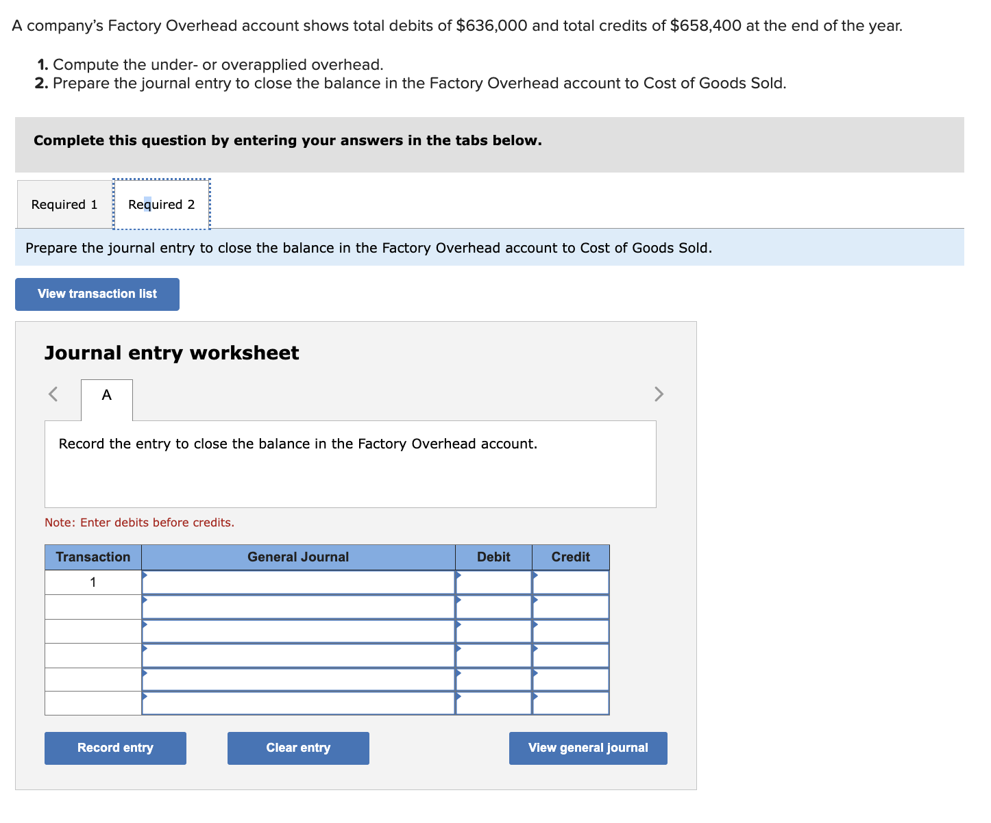 Solved A company's Factory Overhead account shows total | Chegg.com