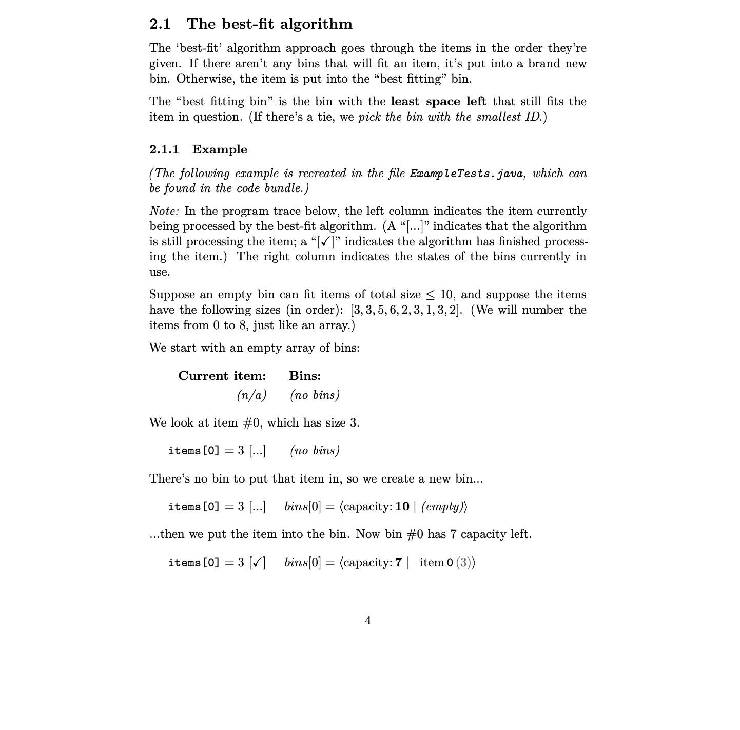 Solved 2 1 The Best Fit Algorithm The Best Fit Algorithm