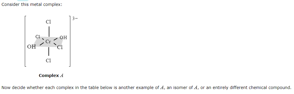 Solved Consider this metal complex: 3- Cl C1 OH Ci OH Cl | Chegg.com