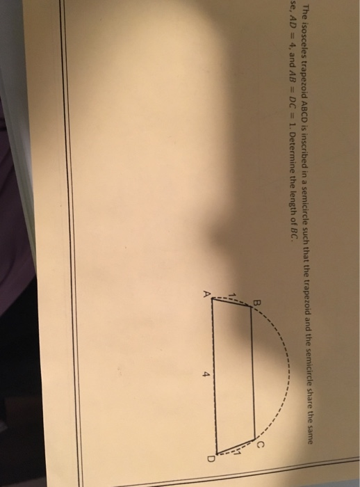 Solved The isosceles trapezoid ABCD is inscribed in a | Chegg.com