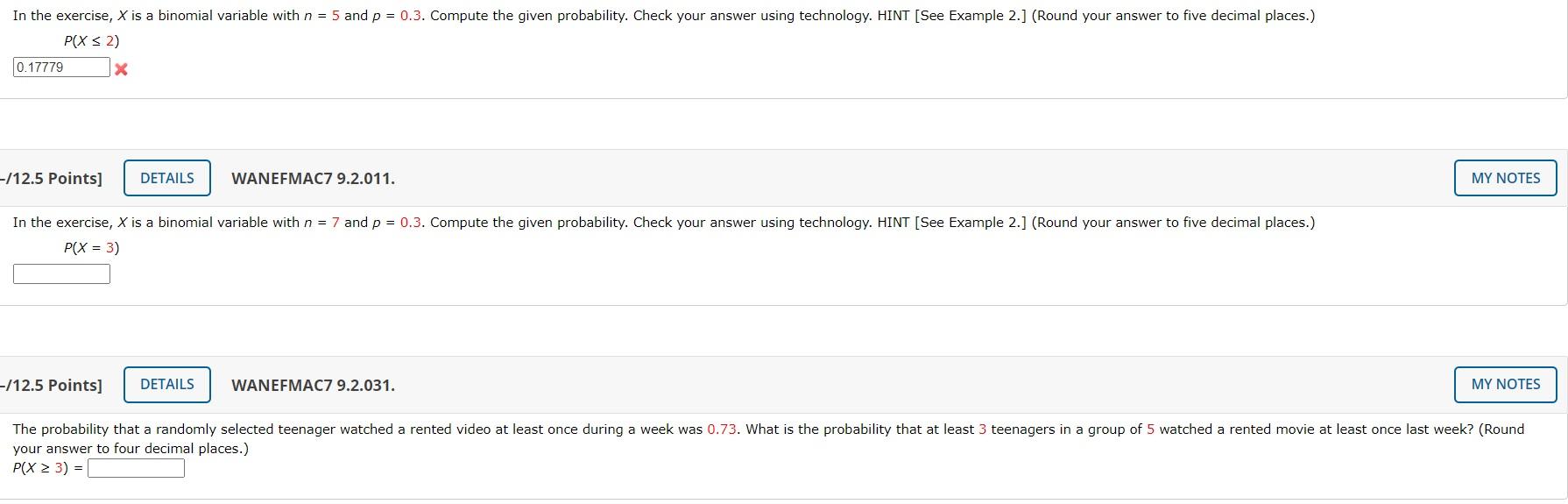 Solved In the exercise, X is a binomial variable with n = 5 | Chegg.com