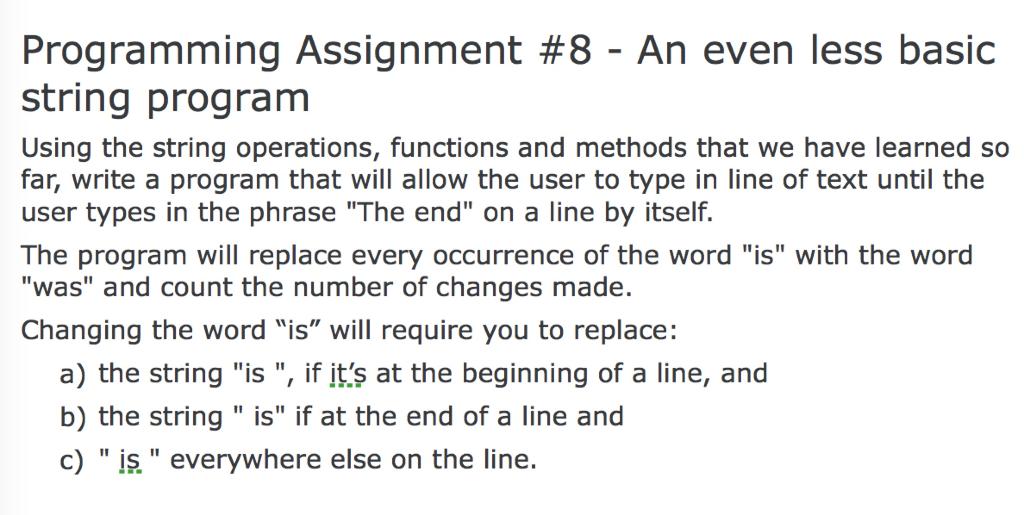 Solved Programming Assignment 8 An Even Less Basic String 9501