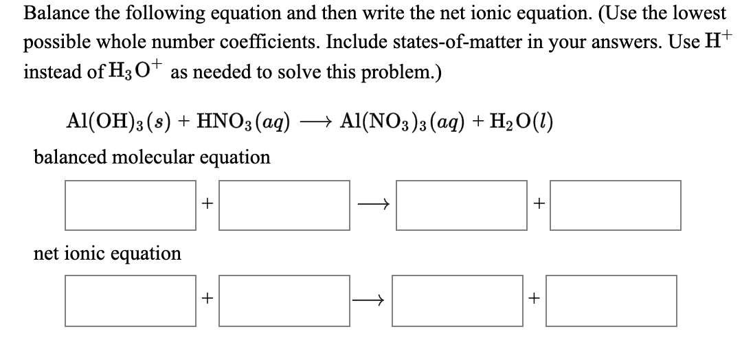 Solved Balance the following equation and then write the net | Chegg.com