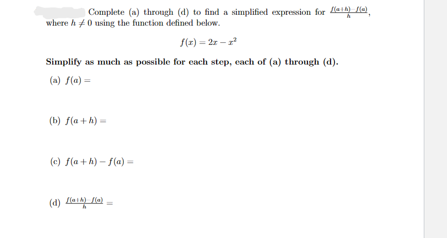 Solved Complete (a) ﻿through (d) ﻿to find a simplified | Chegg.com