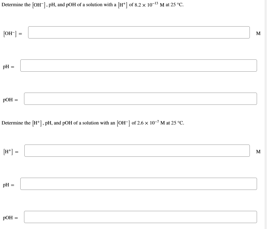 [Solved]: Determine the [OH],pH, and pOH of a solution wit