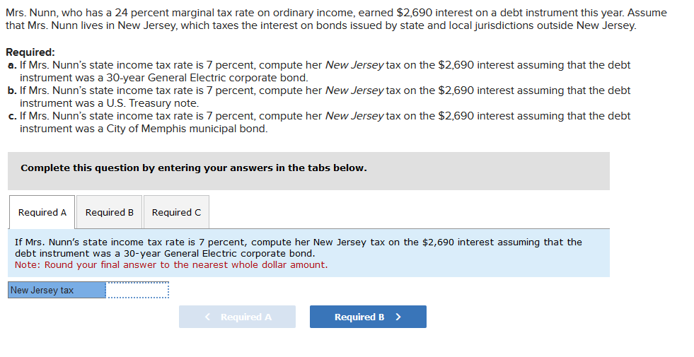 Solved Mrs. Nunn, who has a 24 percent marginal tax rate on | Chegg.com