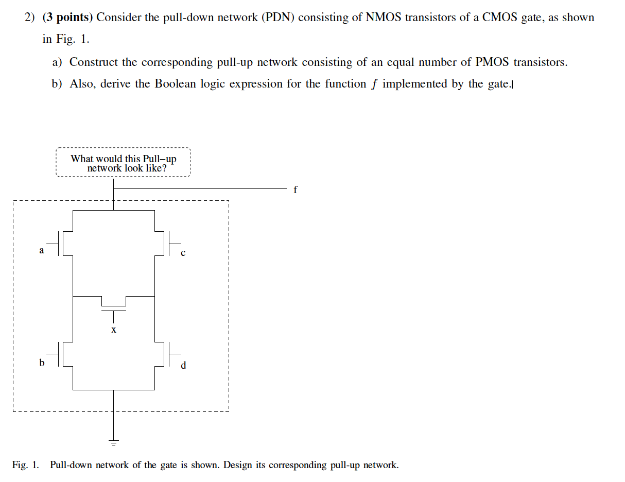 Solved 2) (3 points) Consider the pull-down network (PDN) | Chegg.com