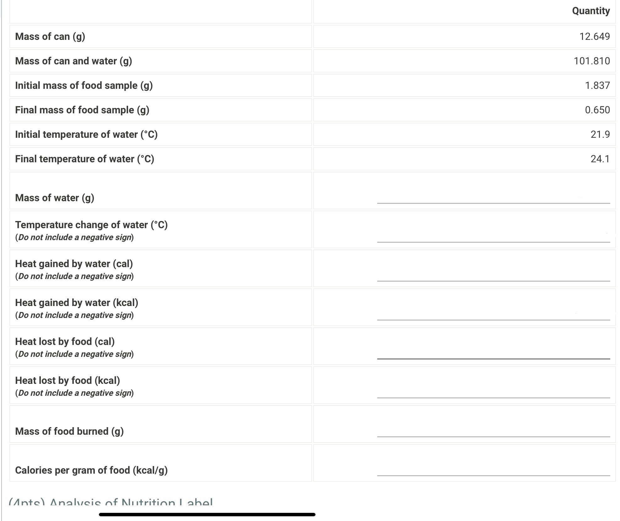 Solved \begin{tabular}{|c|c|} \hline & Quantity \\ \hline | Chegg.com