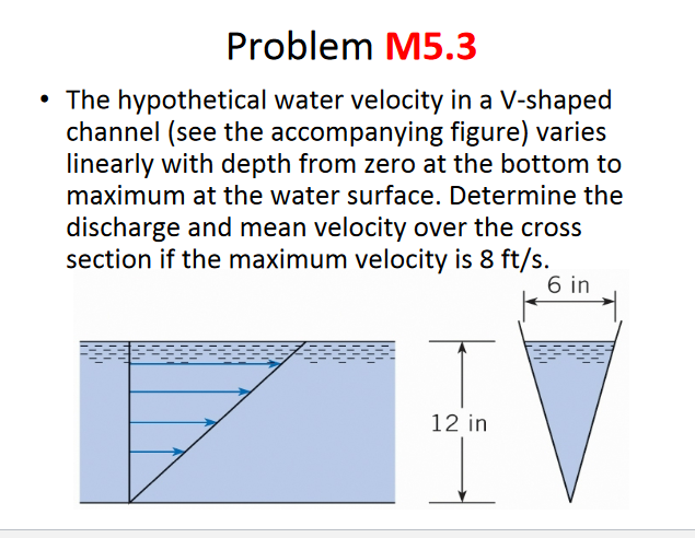 The hypothetical water velocity in a V-shaped channel | Chegg.com