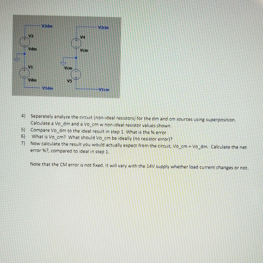 V2dm V2am V2 V4 Vdm Vcm V1 Van Vdm VS Vidm Vicm 4) | Chegg.com