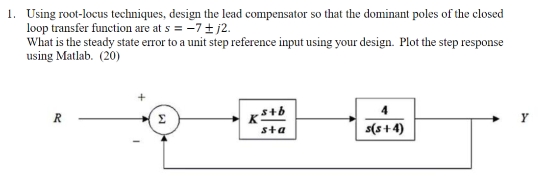 Solved Using root-locus techniques, design the lead | Chegg.com
