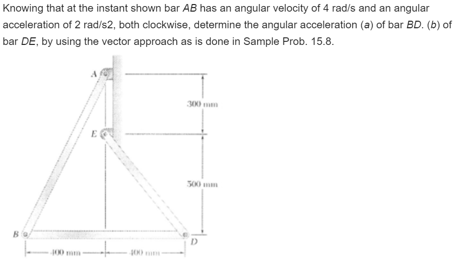 Solved Knowing that at the instant shown bar AB has an | Chegg.com