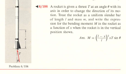 06 A rocket is given a thrust T at an angle θ with | Chegg.com