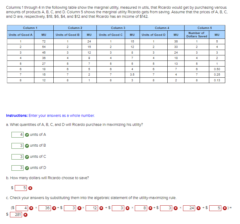 Solved Columns 1 through 4 In the following table show the | Chegg.com