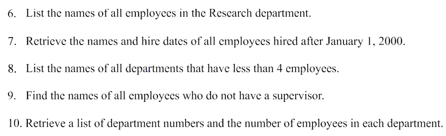 Specify the following queries in SQL on the COMPANY | Chegg.com
