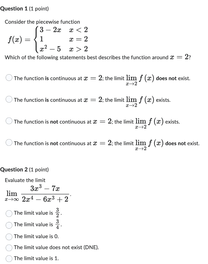 Solved Consider the piecewise function | Chegg.com