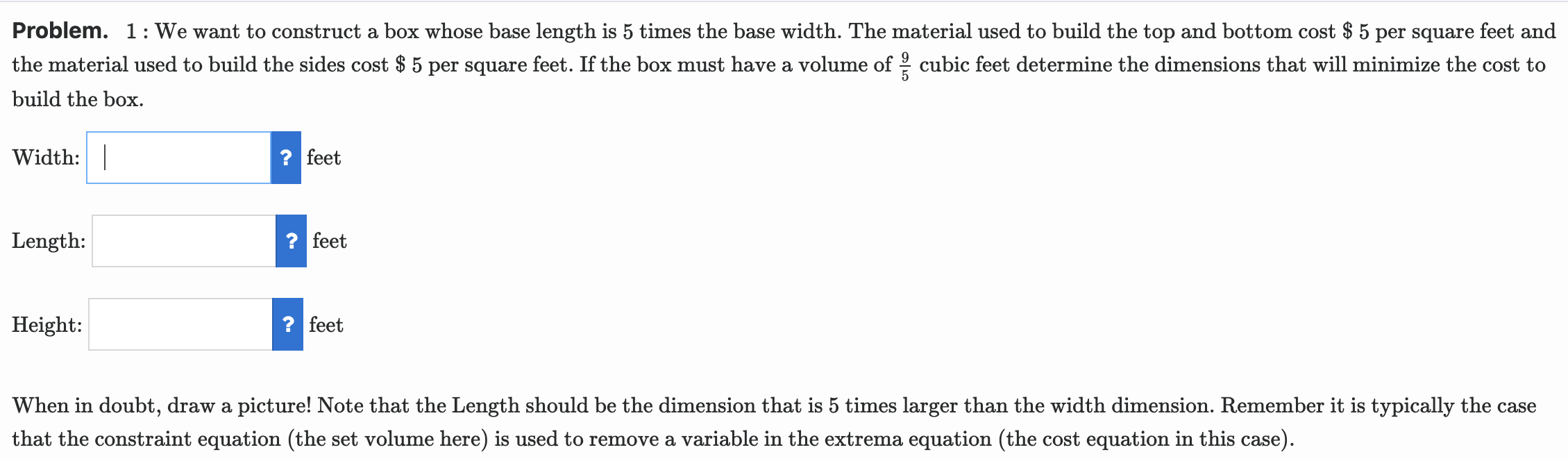 Solved Problem. 1: We want to construct a box whose base | Chegg.com