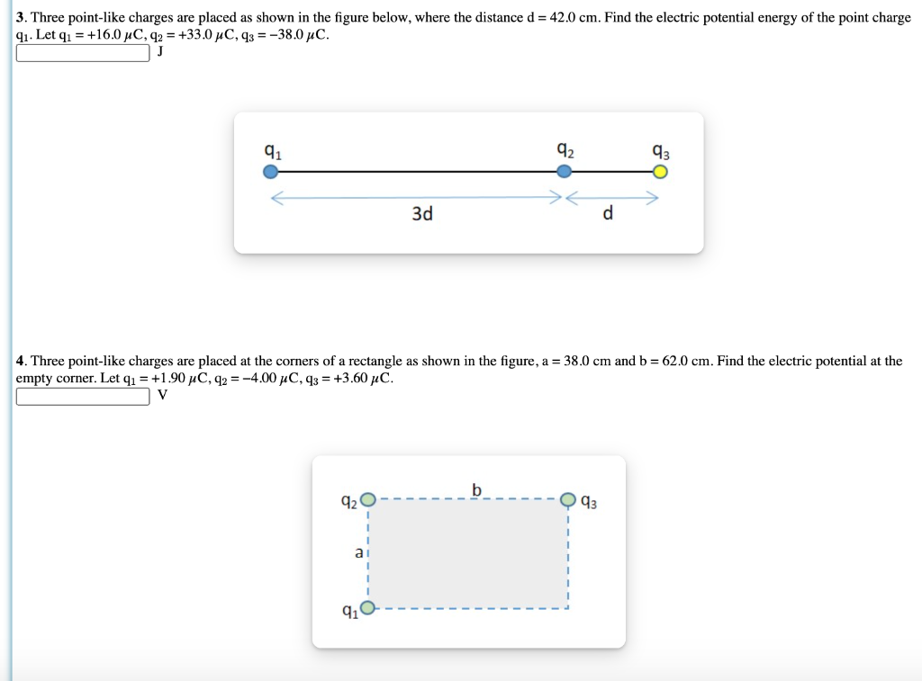 Solved 3. Three point-like charges are placed as shown in | Chegg.com
