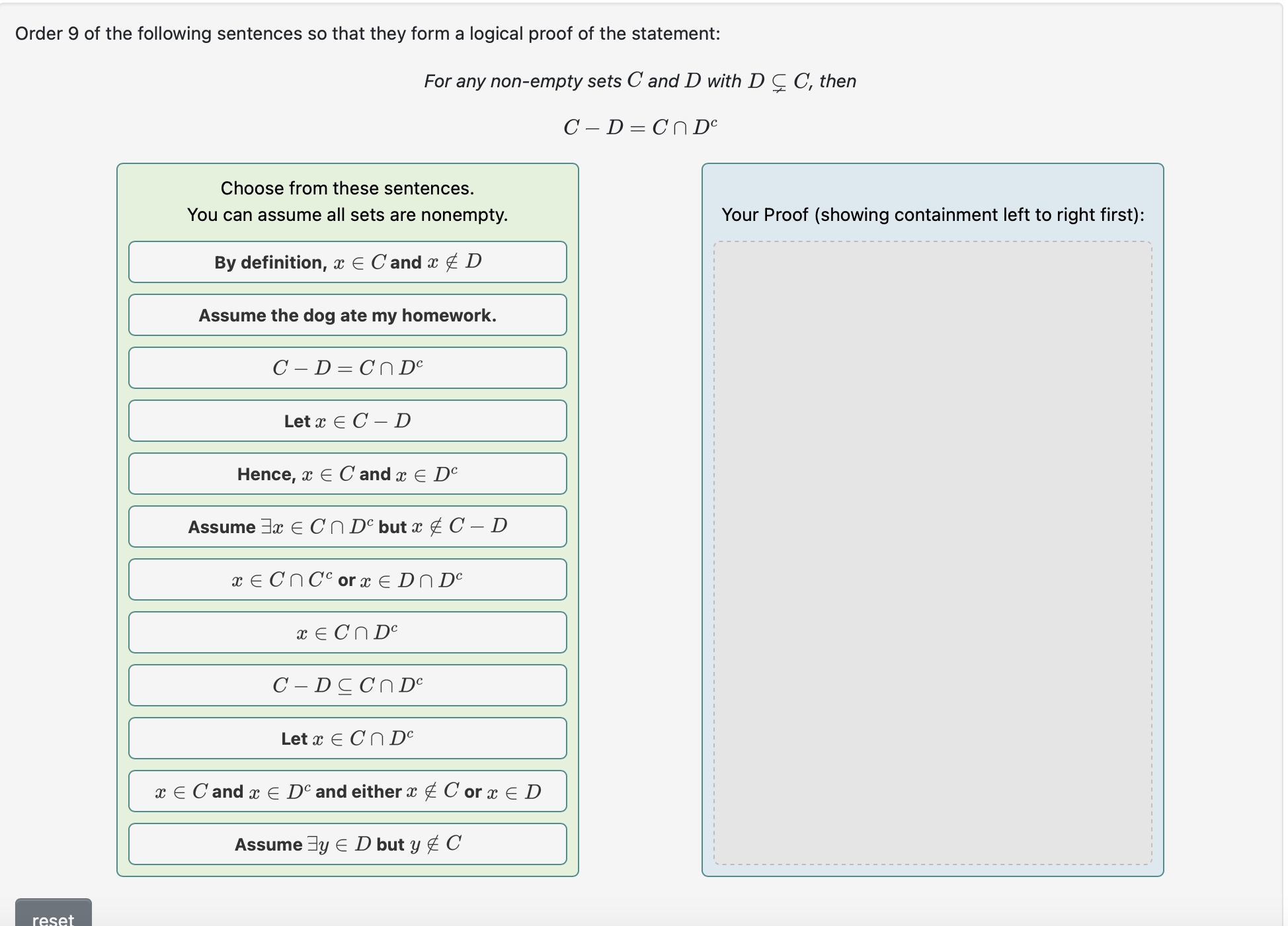 Solved Order 9 of ﻿the following sentences so ﻿that they | Chegg.com